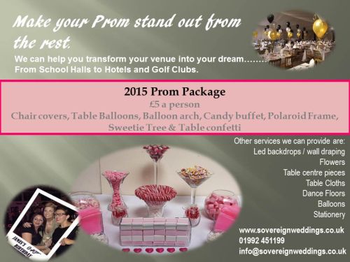 school Prom package advert - Sovereign Weddings